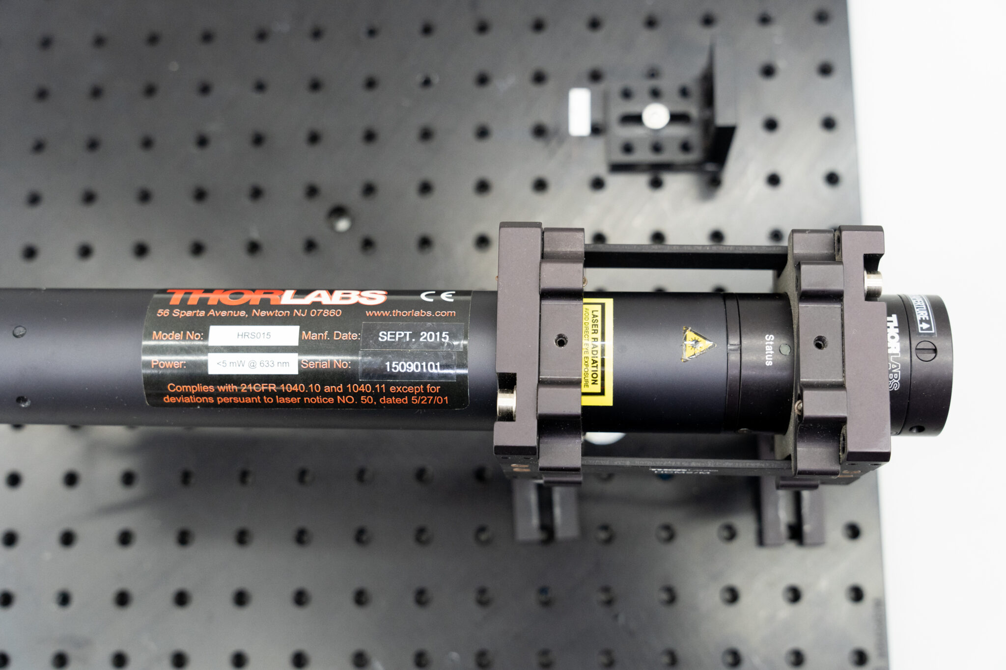 Thorlabs HRS 015 HeNe laser with power supply and Optical Aluminum Mounting plate MB4545/M ...